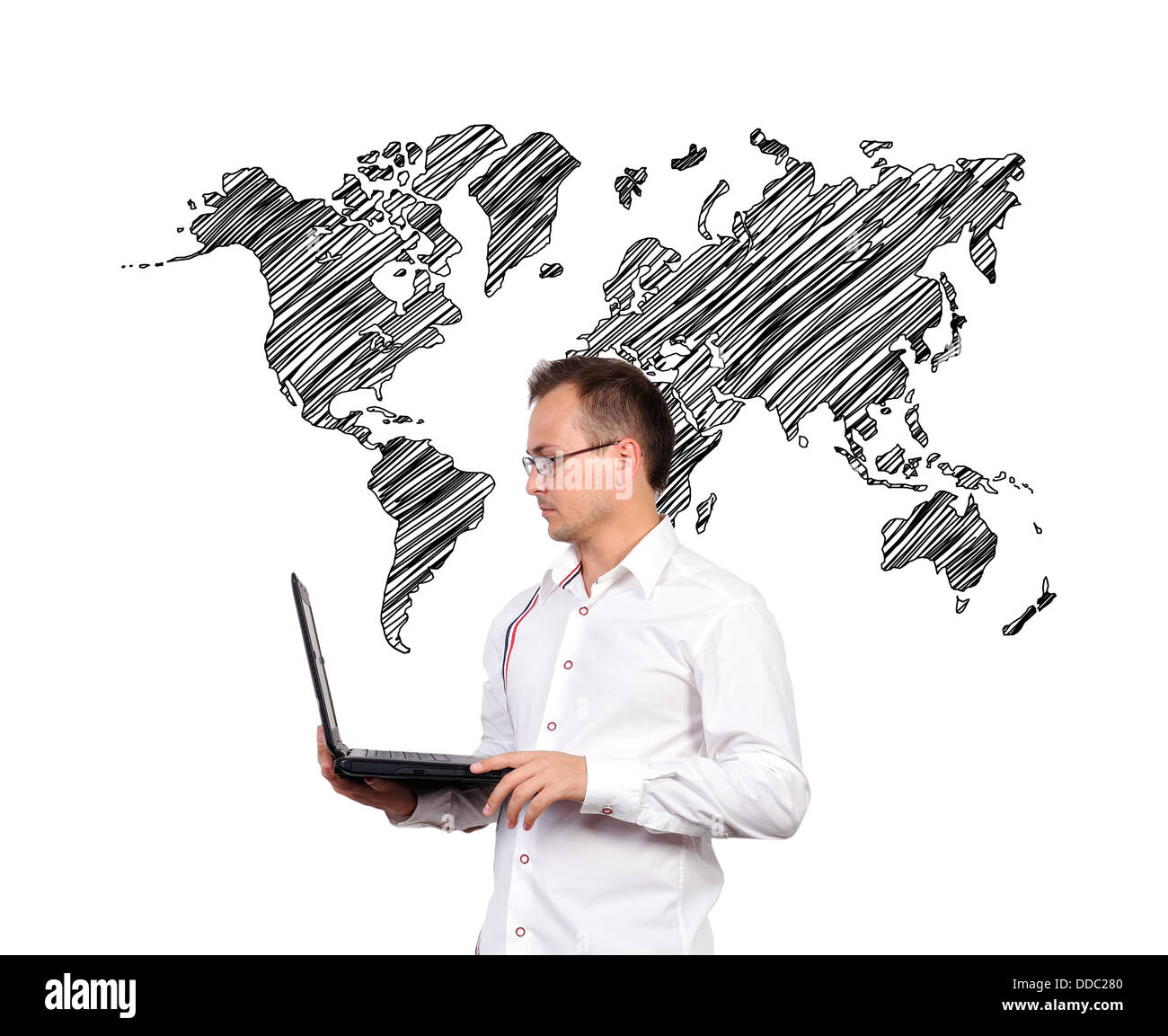 Businessman and world map Stock Photo - Alamy