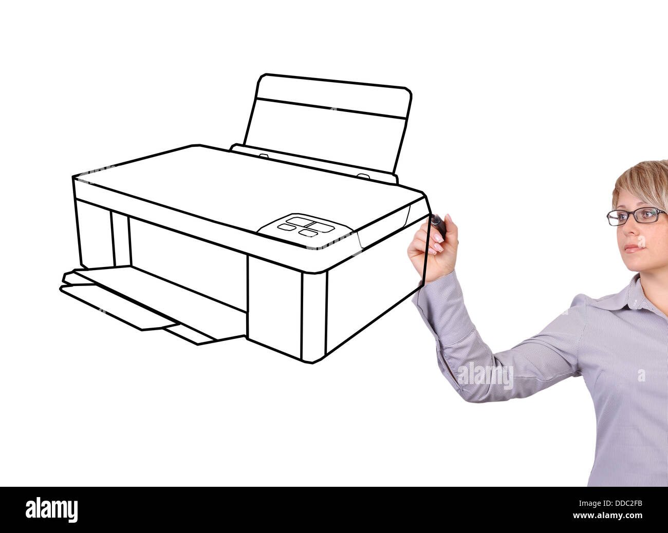 woman drawing printer Stock Photo - Alamy