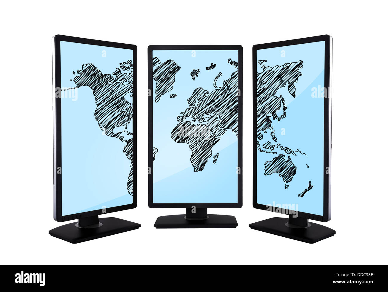 world map on screen Stock Photo - Alamy
