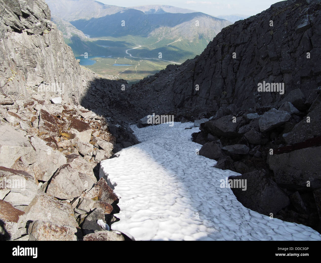 Snow in the mountains in summer Stock Photo - Alamy