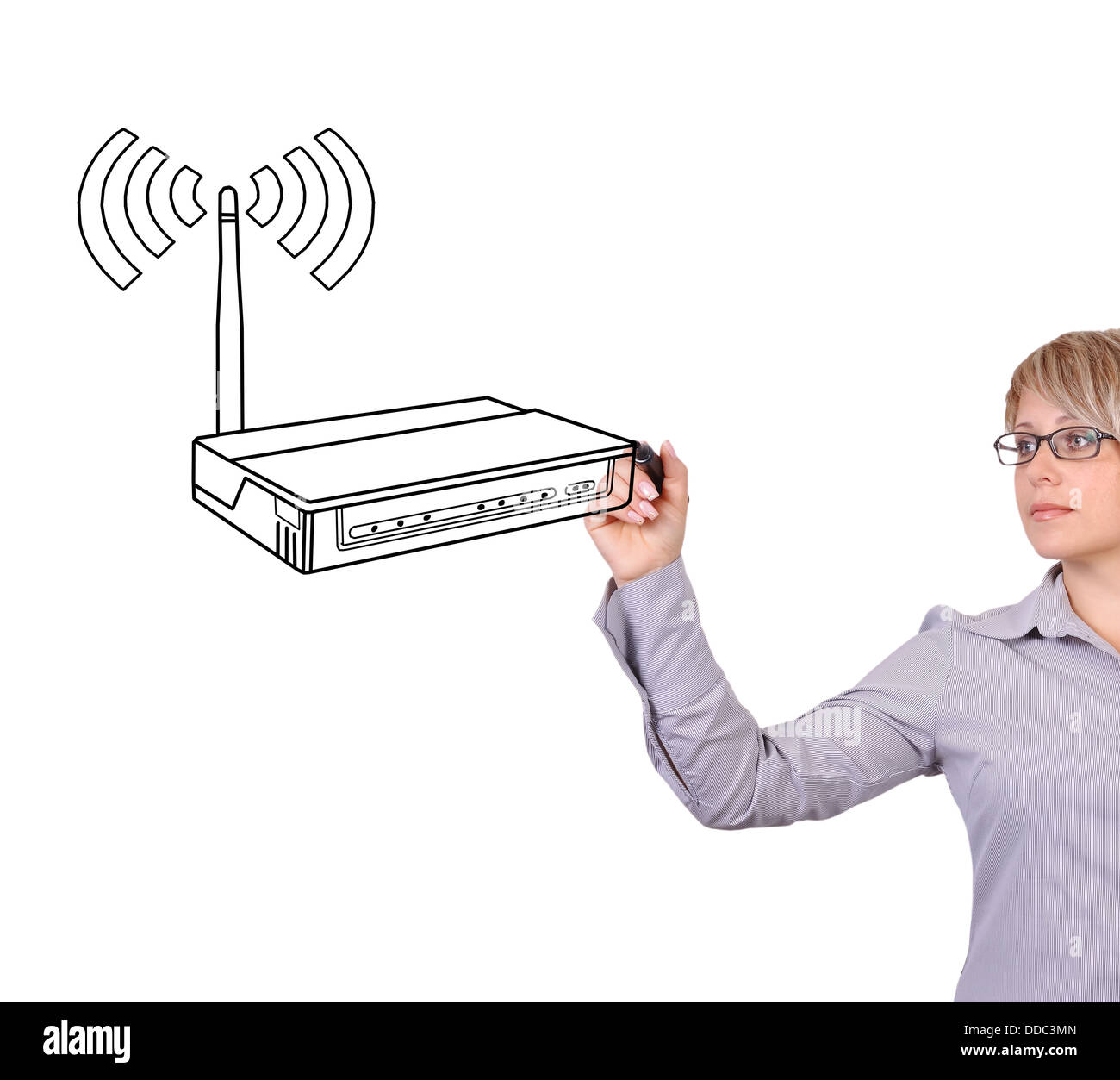 Drawing router internet connection modem hi-res stock photography and ...