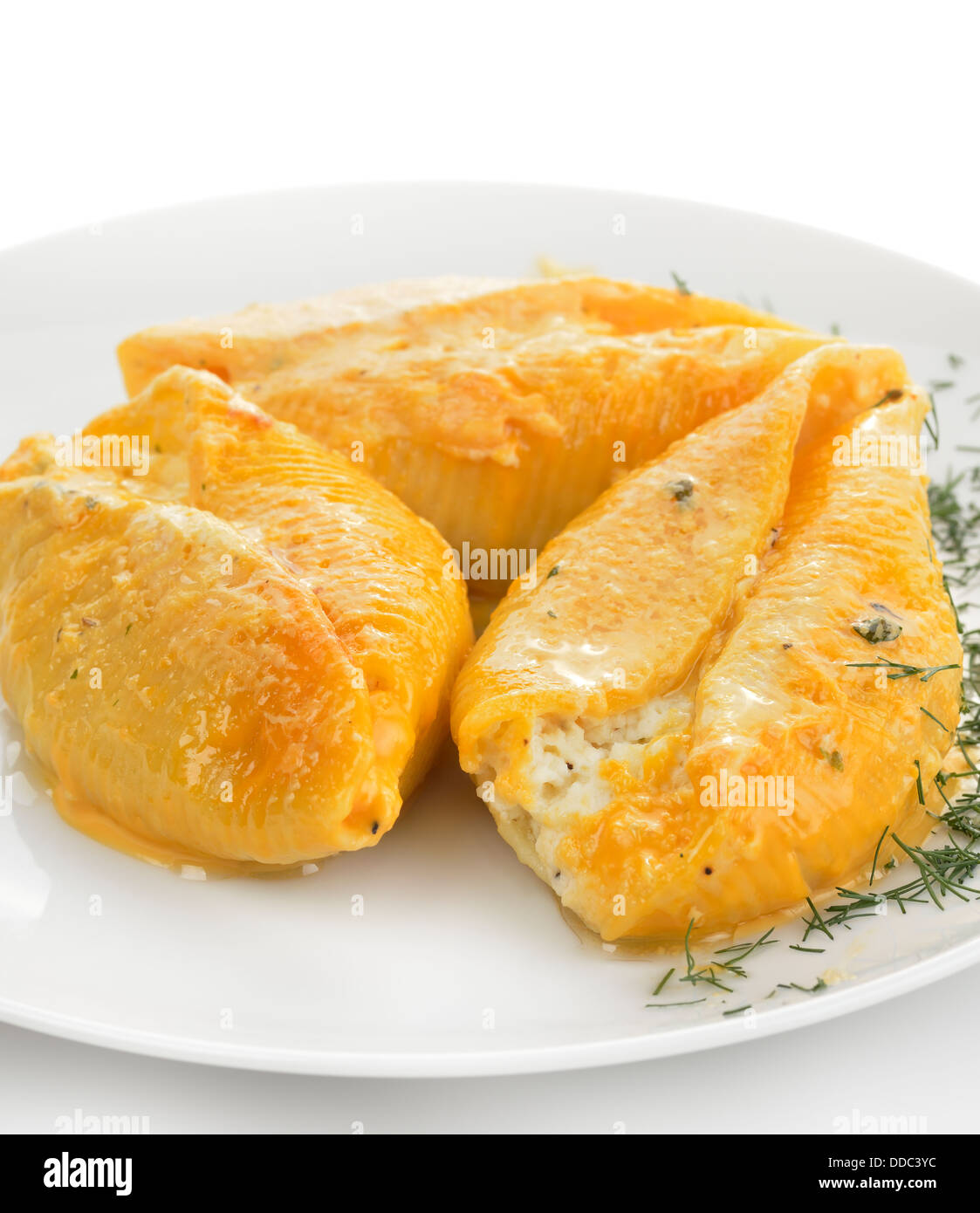 Pasta Shells Filled With Cheese Stock Photo - Alamy