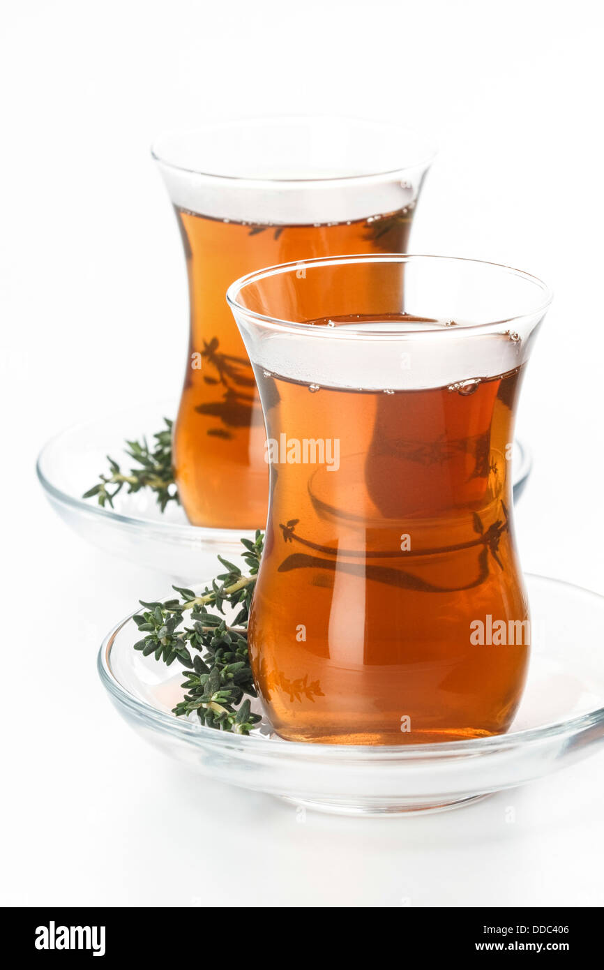 Tea thymus on white background Stock Photo - Alamy