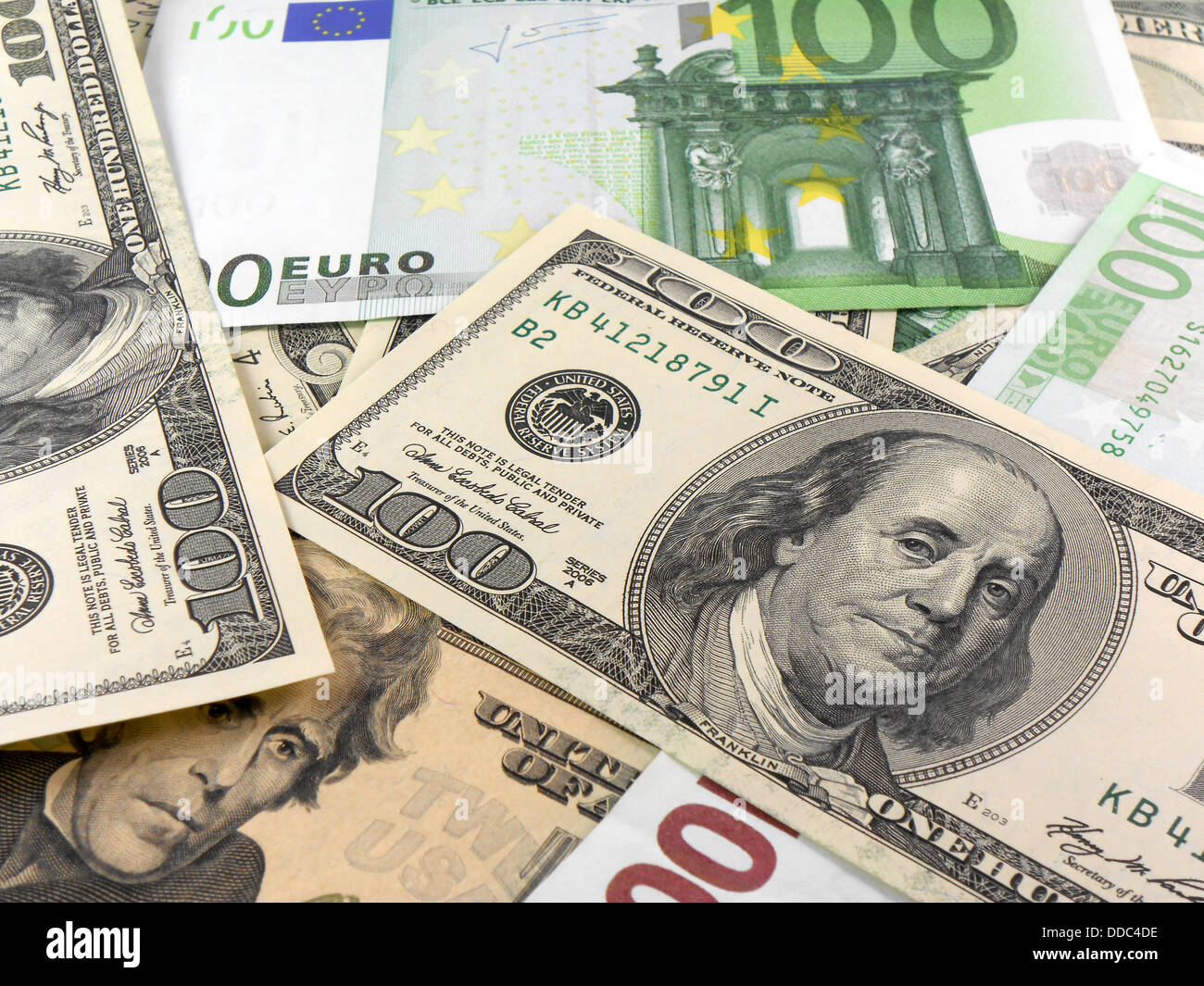 Euro banknote and dollar banknote hi-res stock photography and images ...