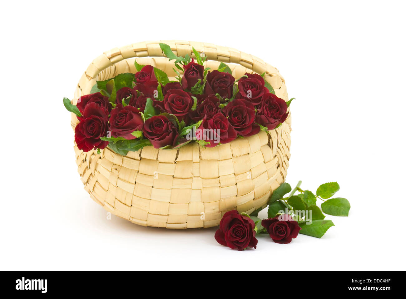 red roses in a basket Stock Photo - Alamy