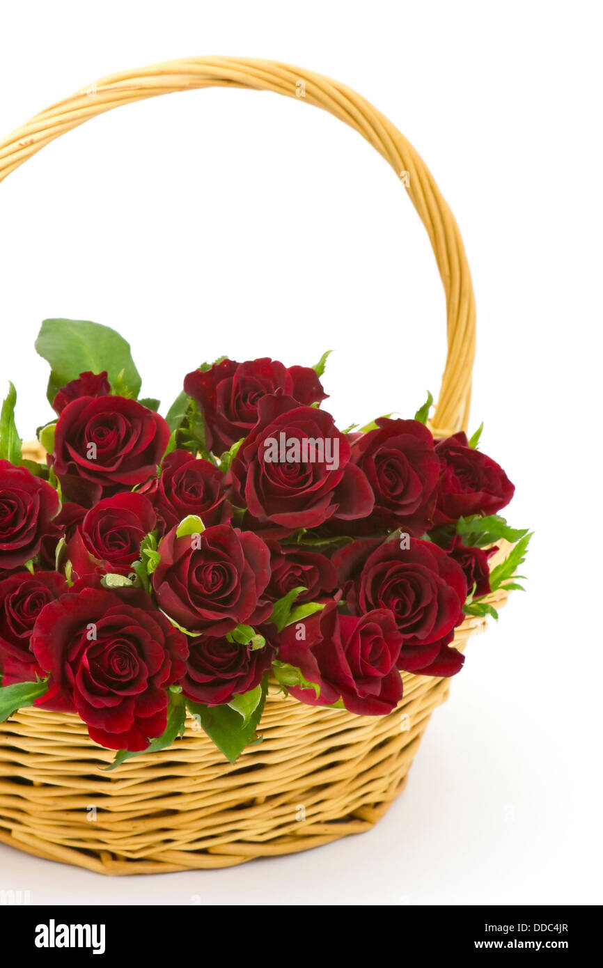 red roses in a basket Stock Photo - Alamy