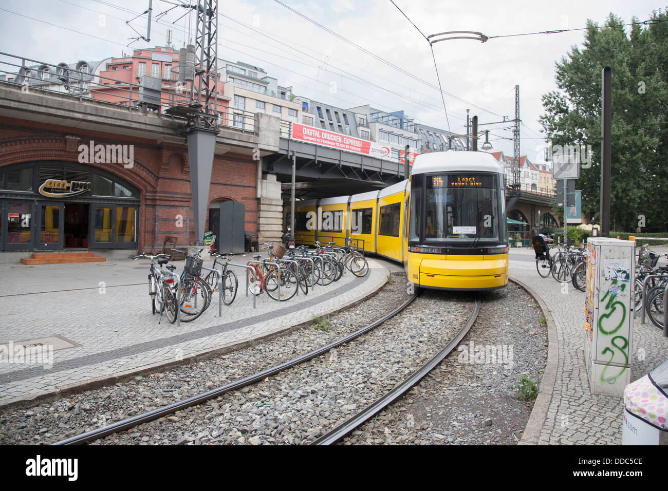 Yellow Tram outside Hackescher Railway Station, Berlin, Germany Stock ...