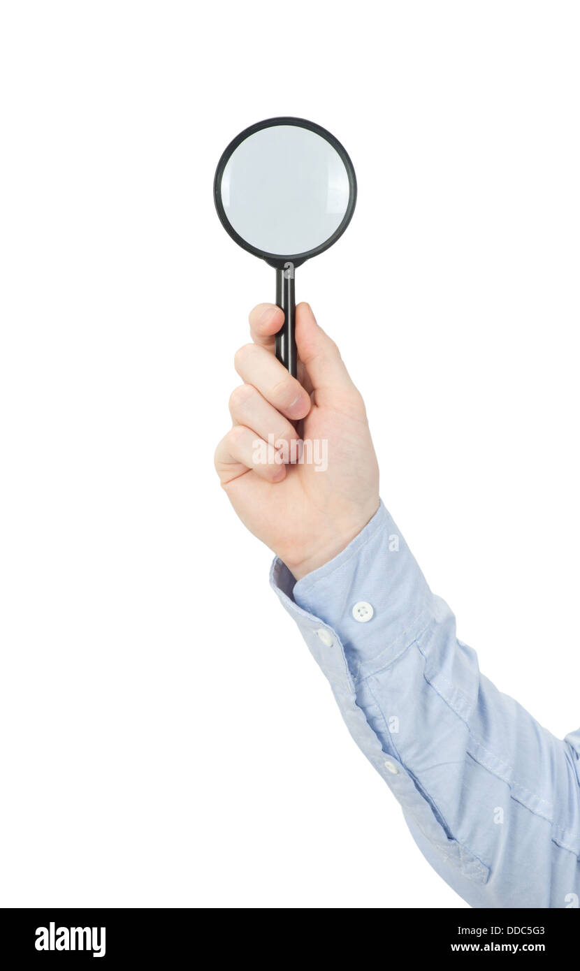 hand holding magnifying glass Stock Photo - Alamy