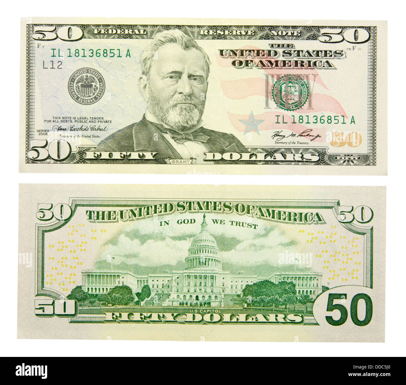Front american 50 dollar bill hi-res stock photography and images - Alamy