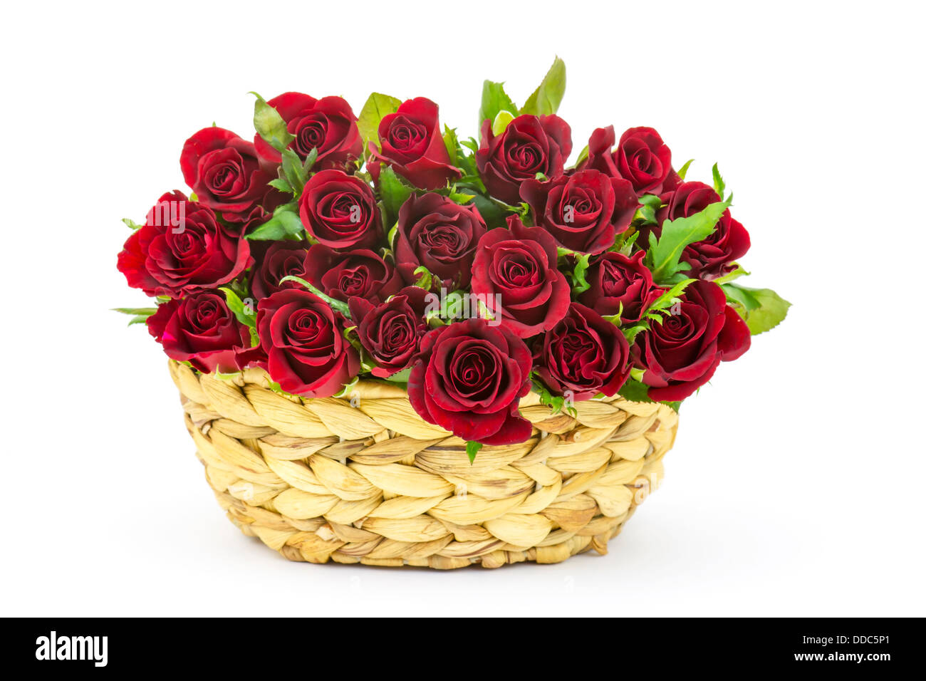 red roses in a basket Stock Photo - Alamy