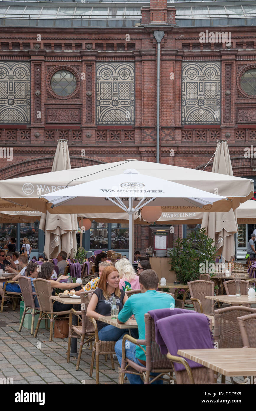Cafe Tables outside Hackescher Markt Railway Station, Berlin, Germany ...