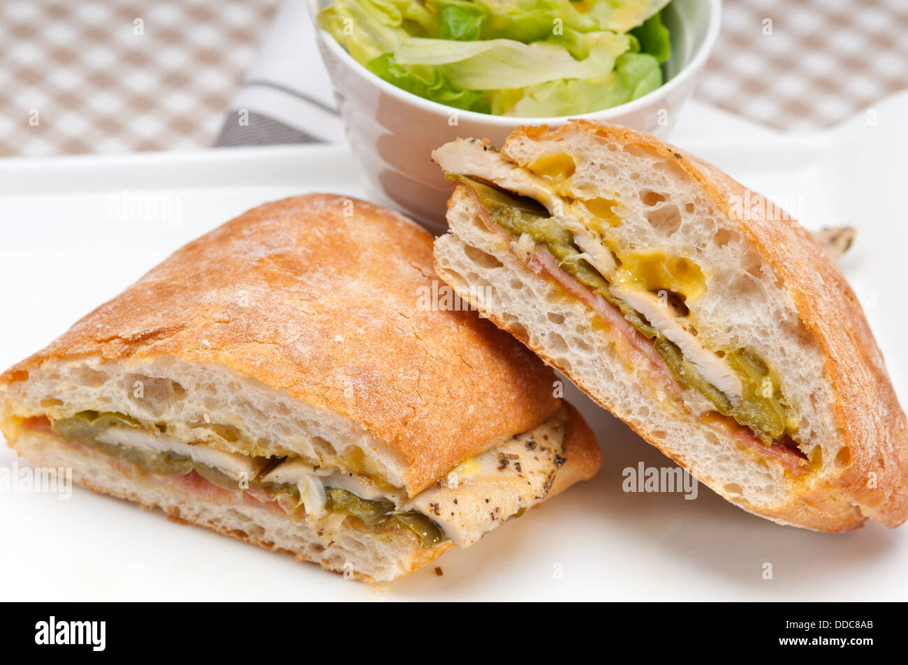 Italian ciabatta panini sandwich chicken Stock Photo - Alamy