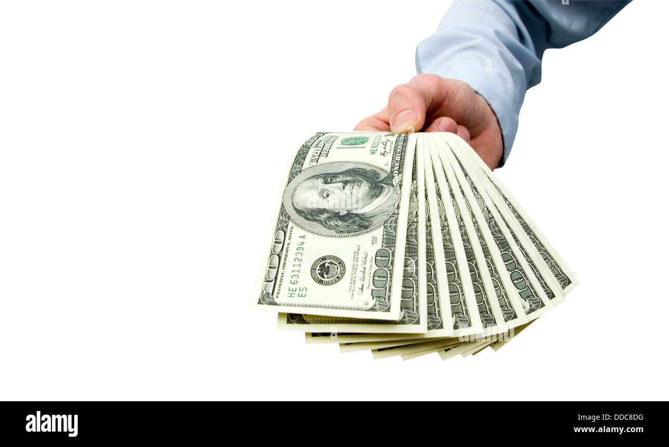 Man bill in hand Cut Out Stock Images & Pictures - Alamy