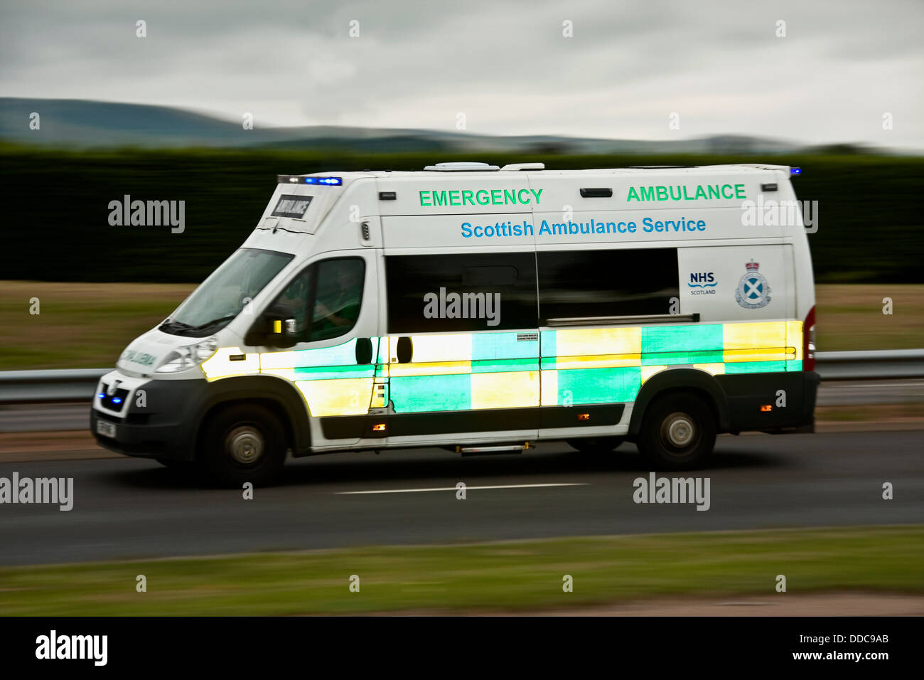 Scottish Ambulance Service traveling at full speed along the Dual ...