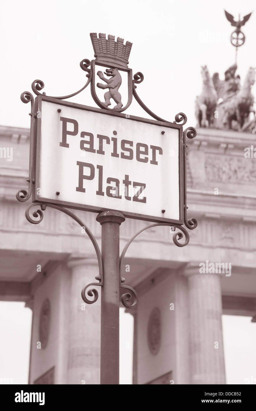 Pariser Platz Square Street Sign and Brandenburger Gate; Berlin ...
