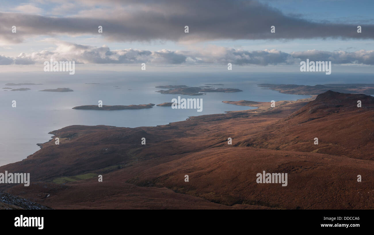 The view west from the slopes of Ben Mor Coigach towards the Summer ...