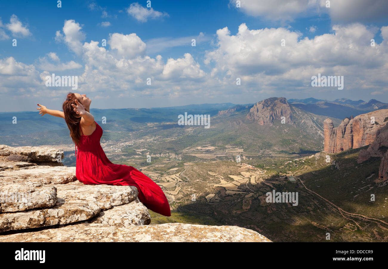 Girl and landscape Stock Photo - Alamy
