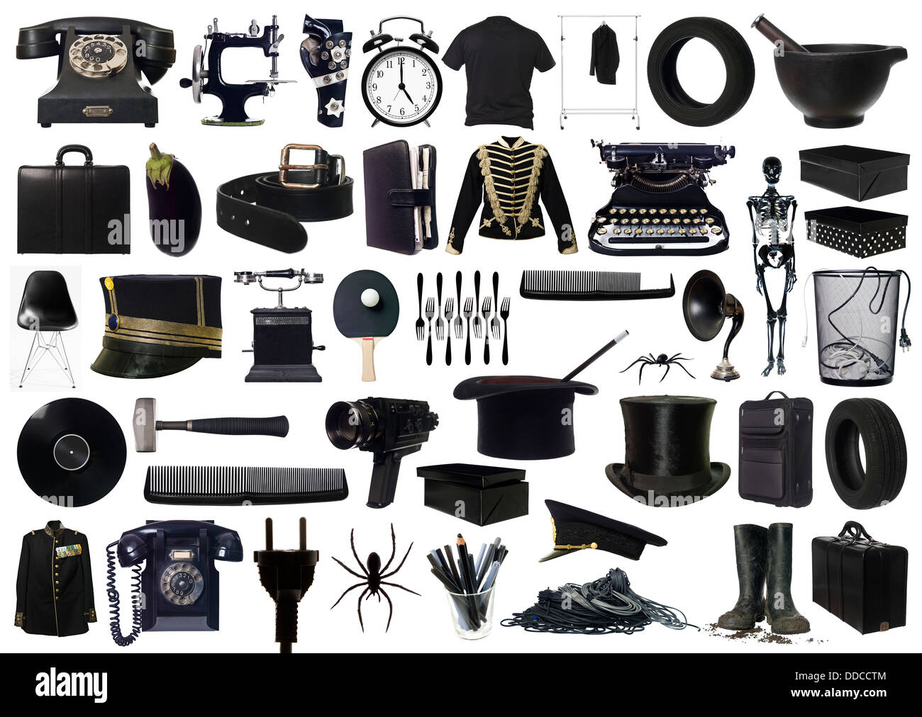 Collage of Black objects Stock Photo - Alamy