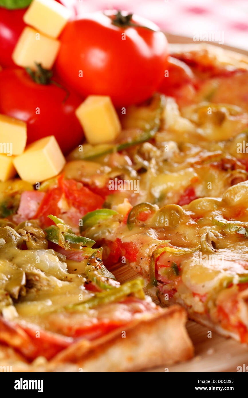 Closeup of fresh italian pizza Stock Photo - Alamy