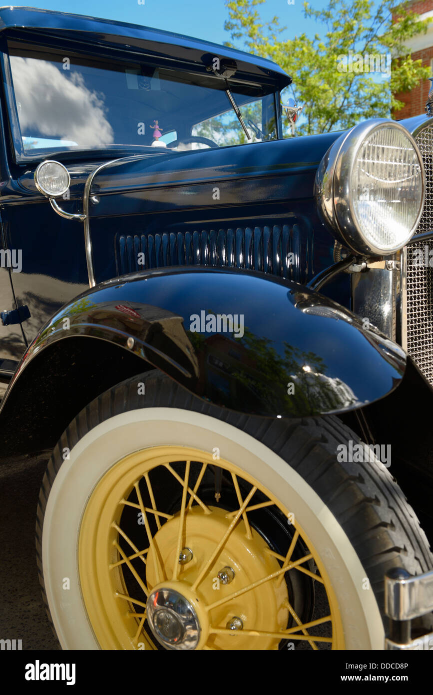 Close up of the front end of a fully restored Model A Ford in Coldwater ...