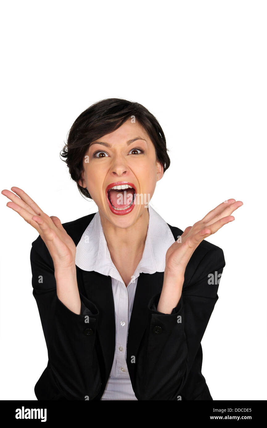 business woman yelling Stock Photo - Alamy