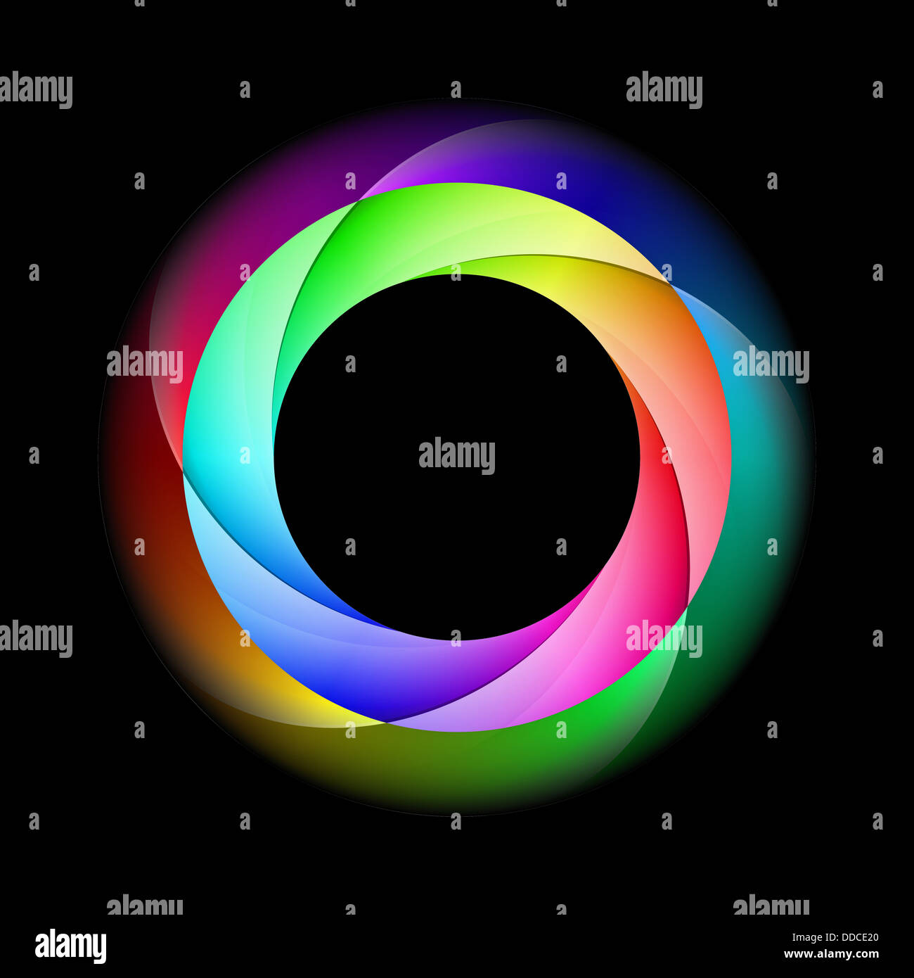 Illustration of spiral ring in bright and diffused colors on black ...