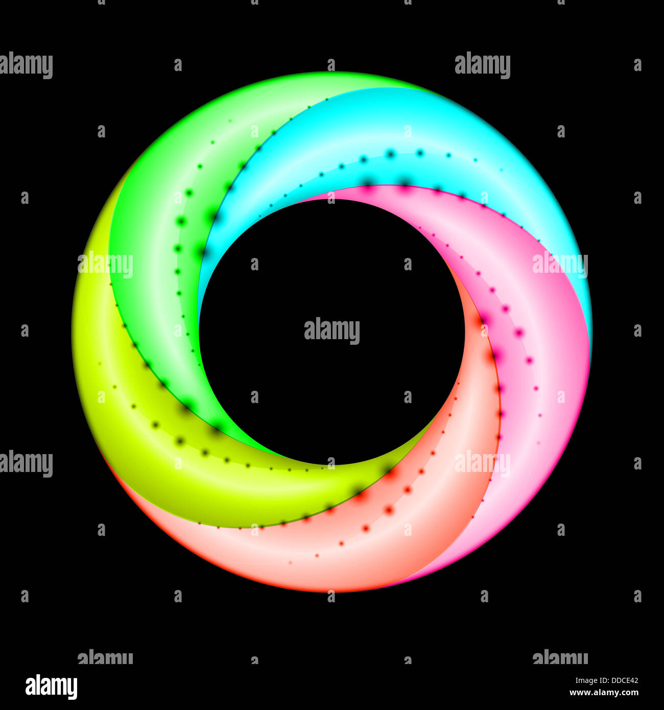 Illustration of colorful spiral ring with dot accent on black ...