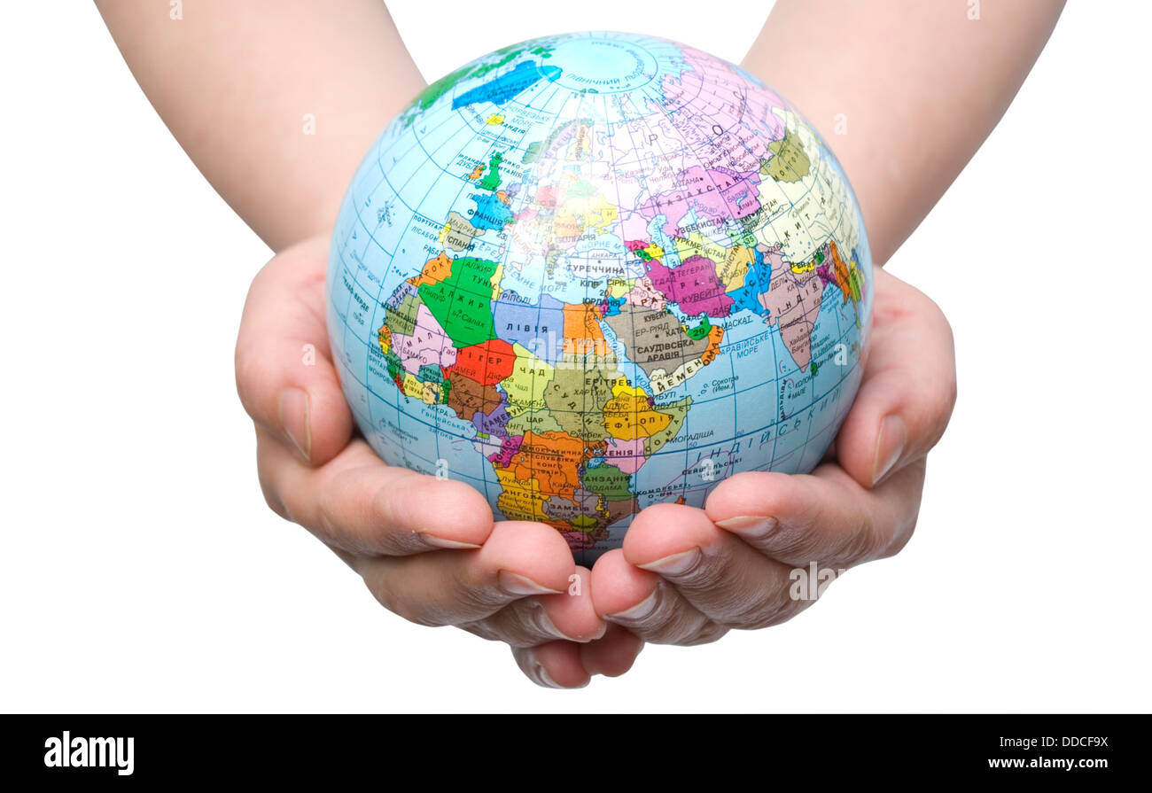 globe in hands Stock Photo - Alamy