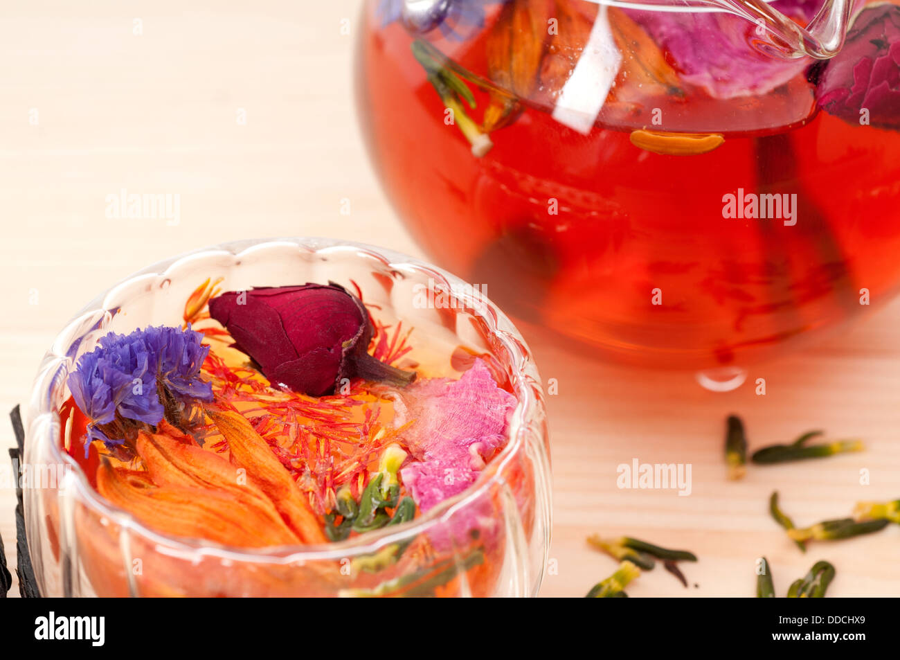 Herbal natural floral tea infusion with dry flowers Stock Photo - Alamy