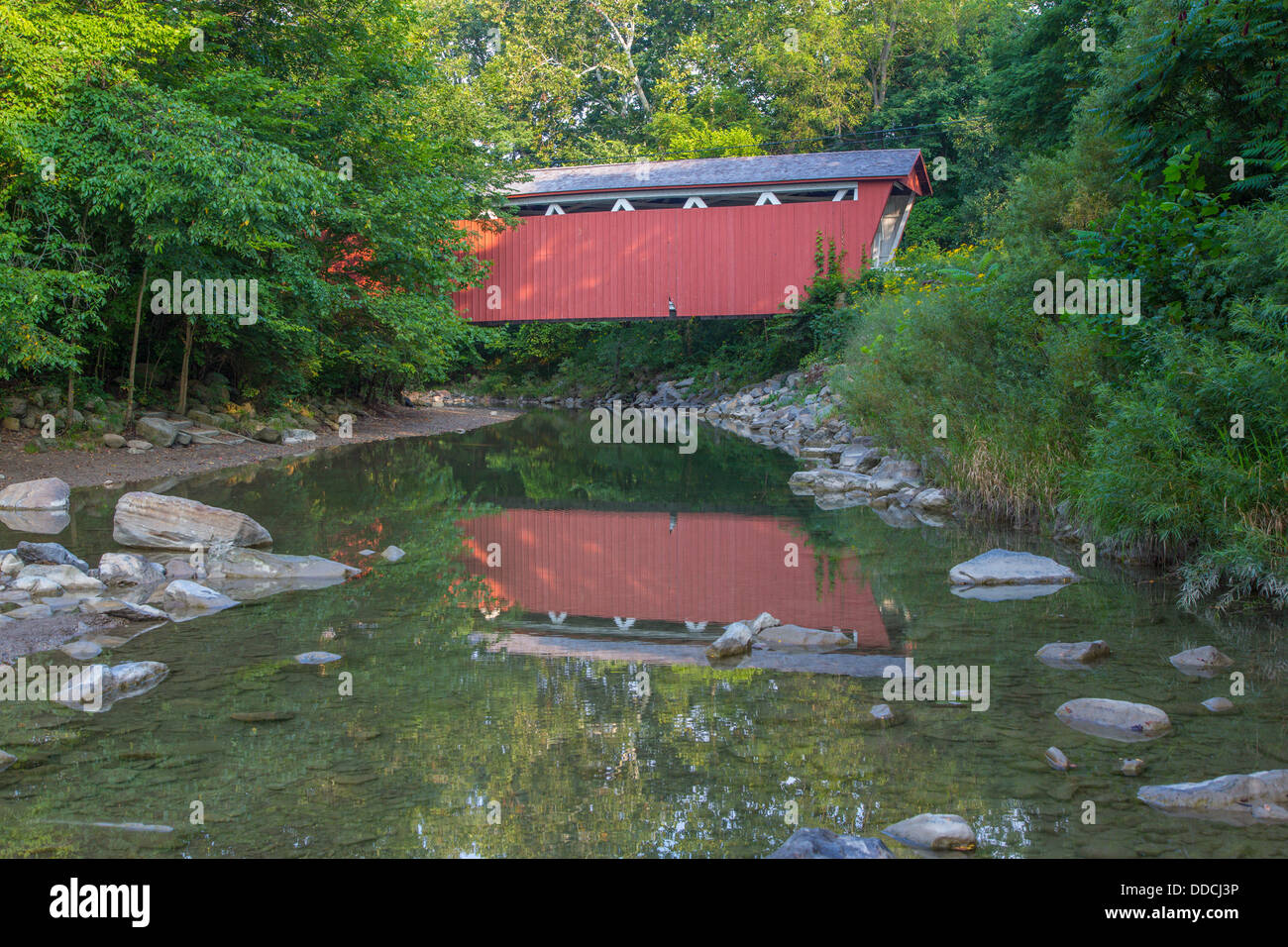 Everett Road covered bridge in Cuyahoga Valley National Park in Ohio in ...