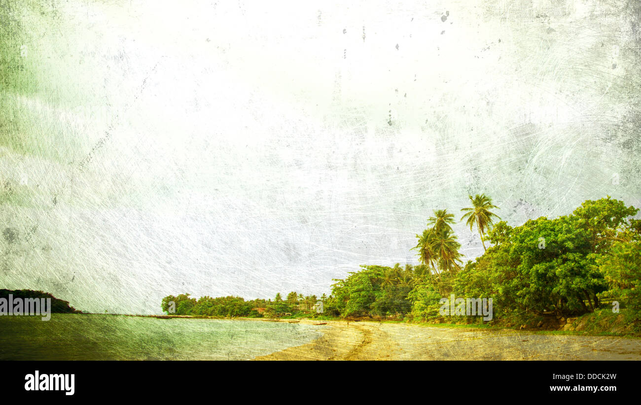 Retro beach and blue sky for background Stock Photo - Alamy