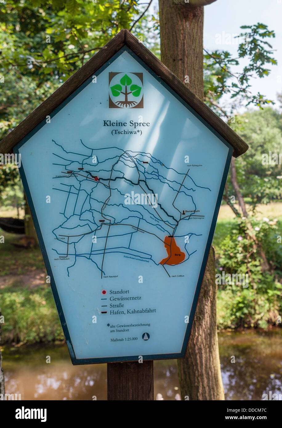 Map of the canals and harbours of the Spreewald area which is wetland ...
