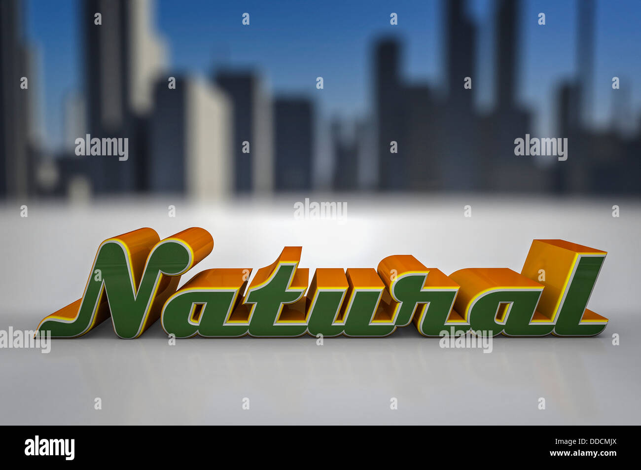 illustration of the word natural in 3d, Natural as life in the city ...