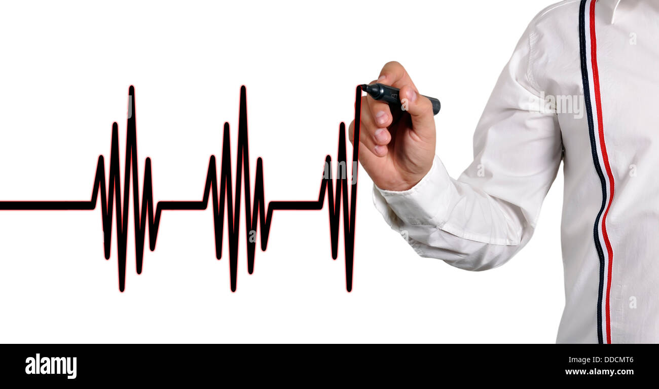 man drawing pulse Stock Photo - Alamy