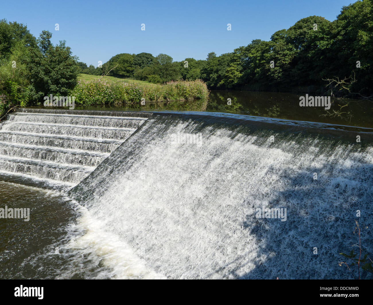 Weir on River Irwell Stock Photo - Alamy