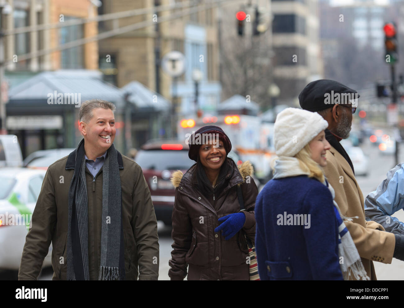 People talking to each other on Tremont Street, Boston, Suffolk County ...
