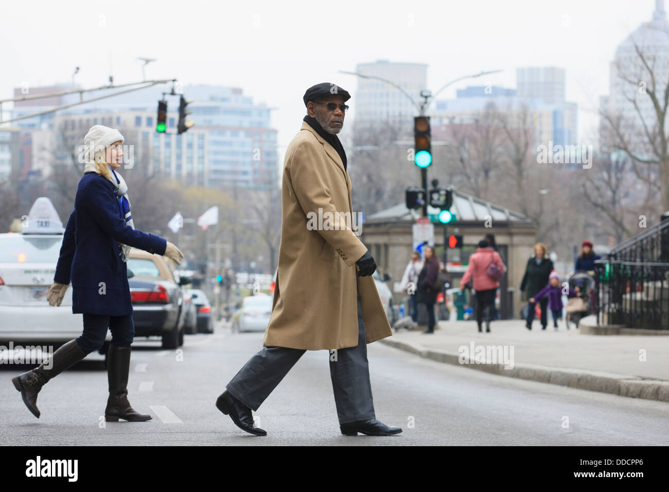People crossing Tremont Street, Boston, Suffolk County, Massachusetts ...