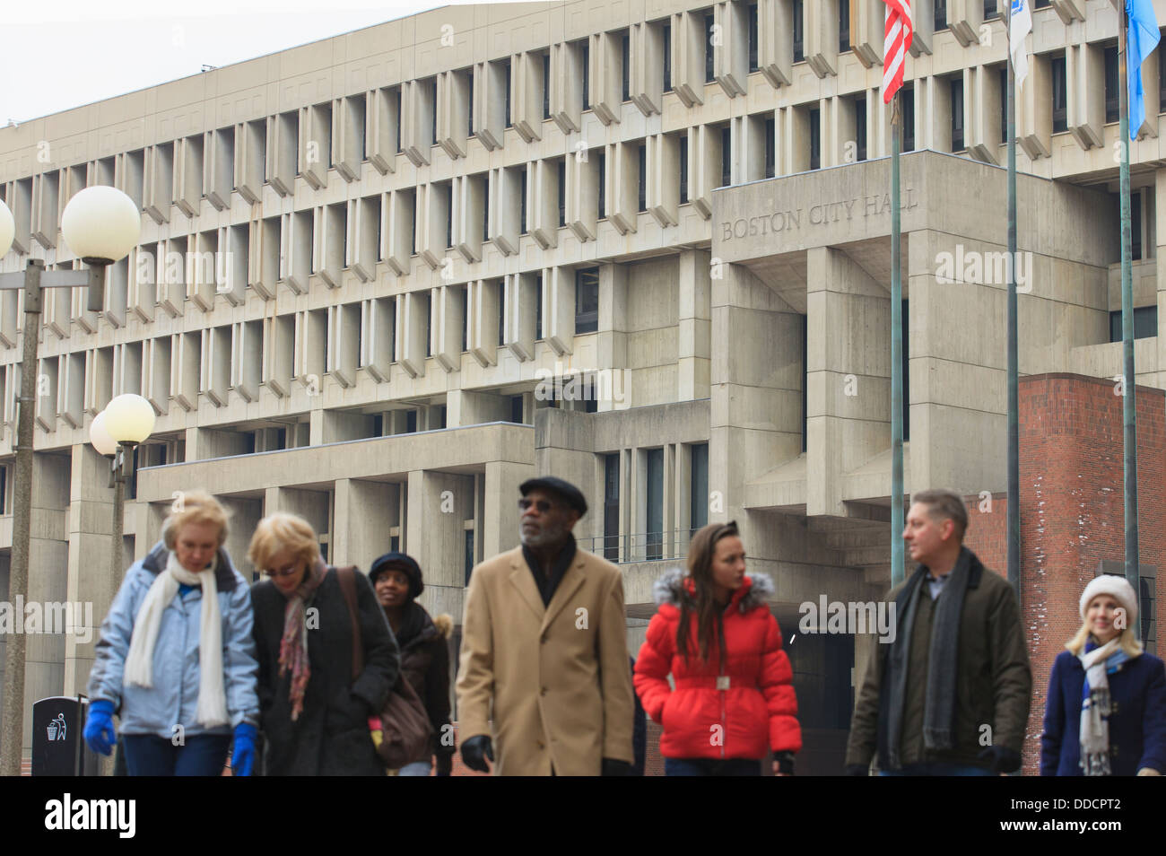 People walking in front of Boston City Hall, Government Center, Boston ...