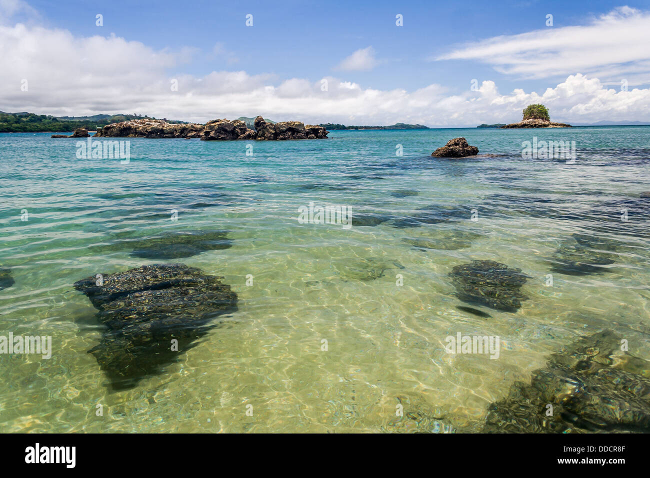 Lagoon and coral reef at Nosy Be tropical island, Madagascar Stock ...