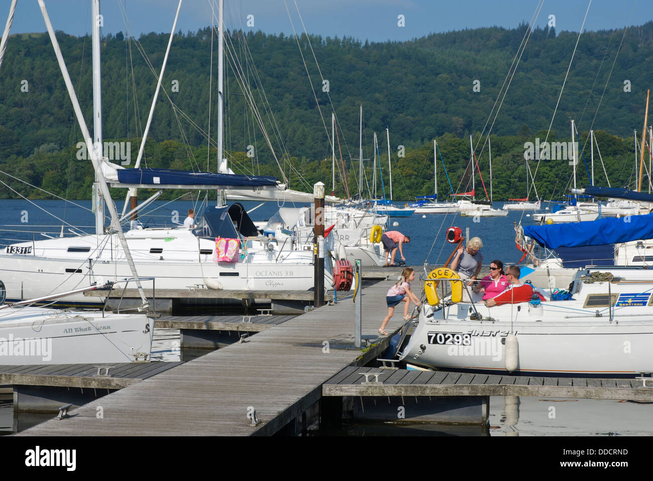Sailing boats tied up at Ferry Nab, Lake Windermere, Bowness, Lake ...