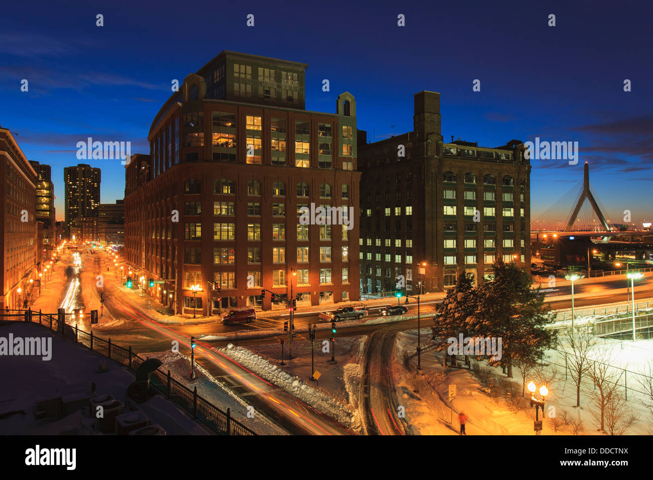 City view after blizzard in Boston, Suffolk County, Massachusetts, USA ...
