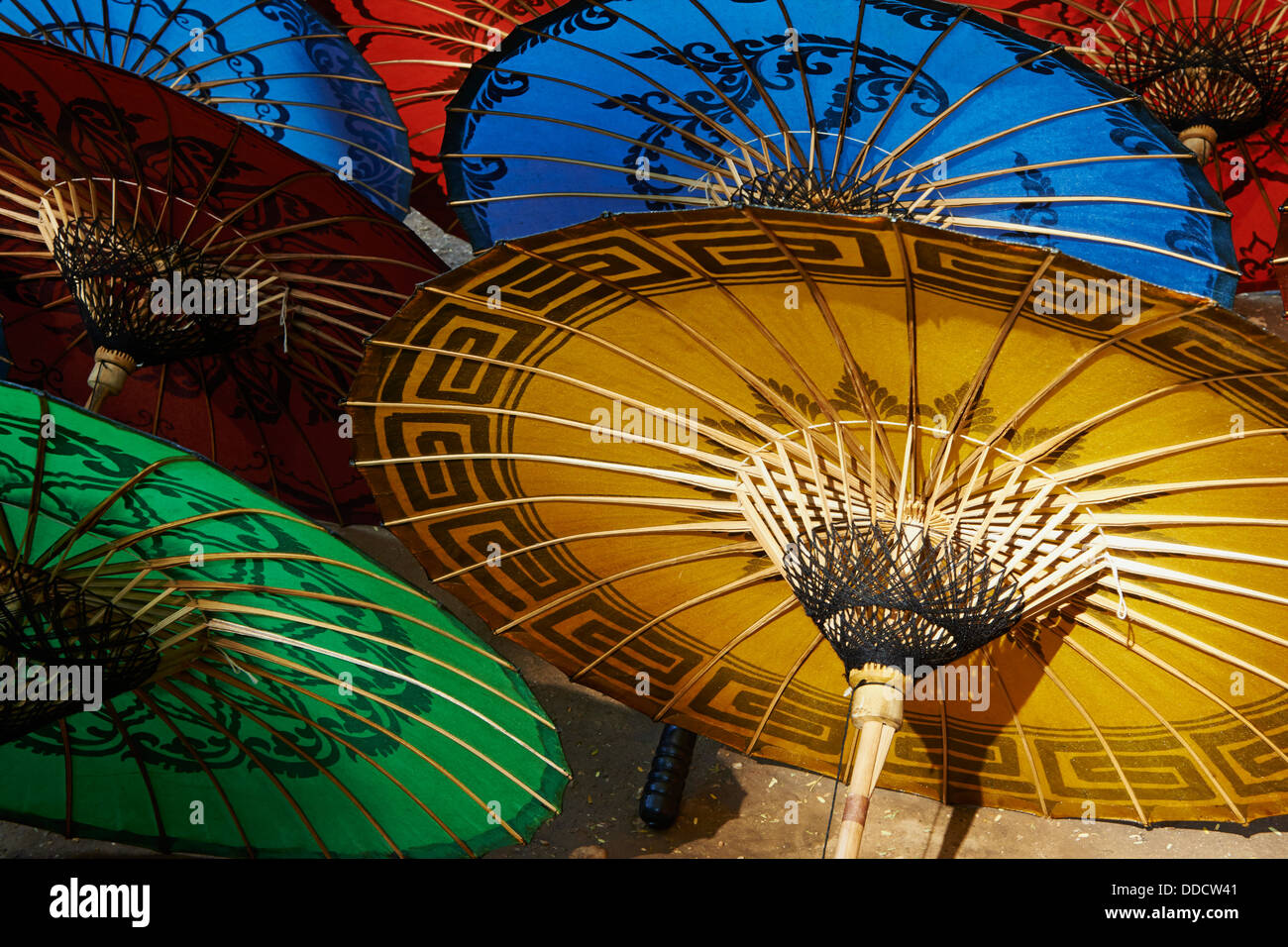 Myanmar (Burma), Ayeyarwaddy state, Umbrella factory at Pathein Stock ...