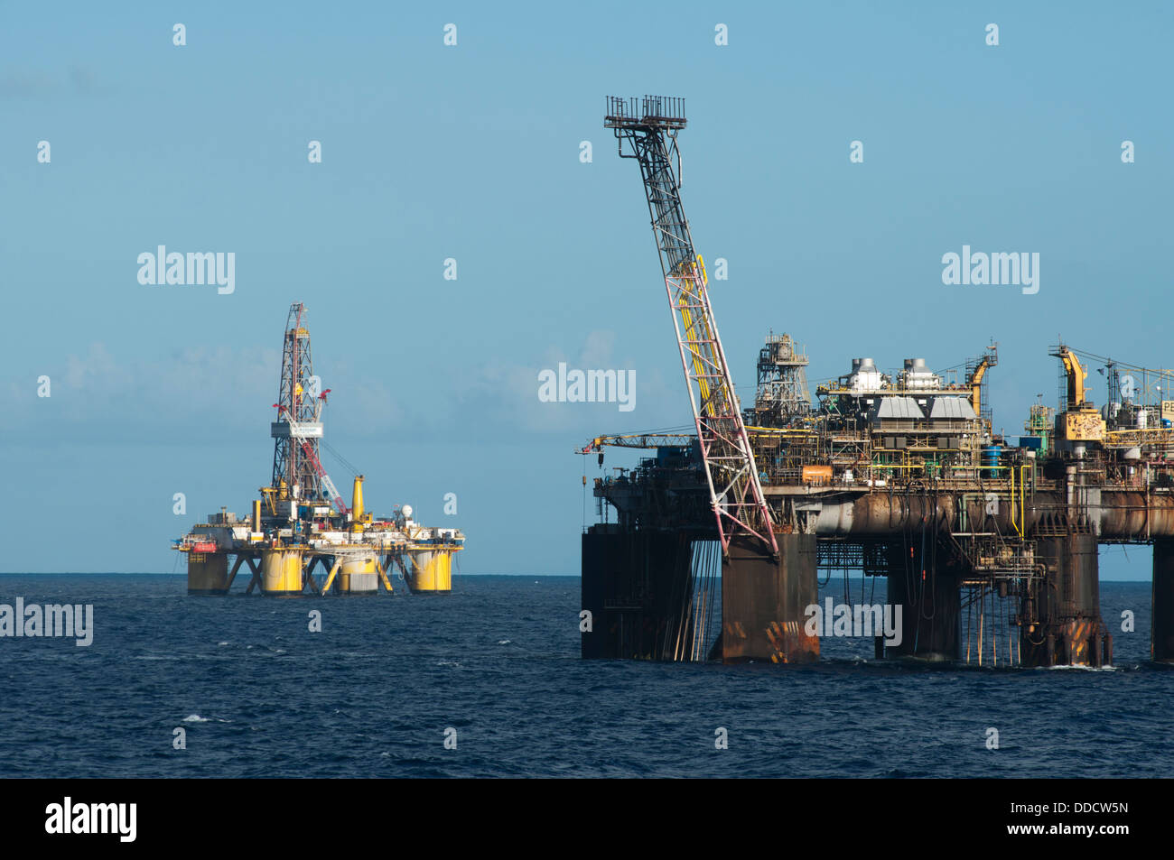 offshore oil field, deep water rigs at Campos basin, Rio de Janeiro ...