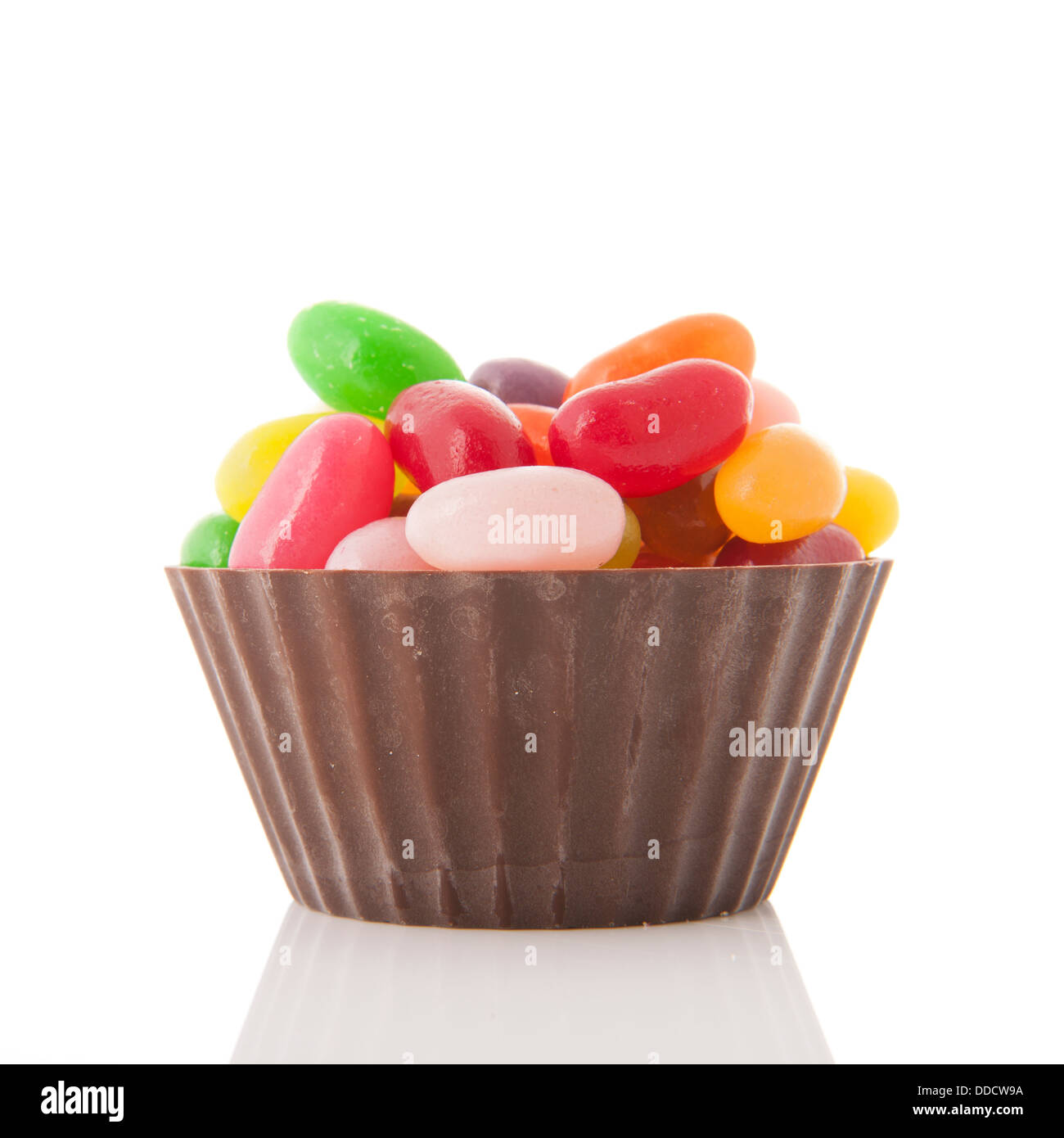 Chocolate cup jelly beans Stock Photo - Alamy