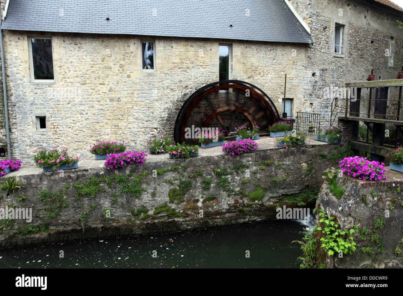Working waterwheel, Bayeux, Normandy, France Stock Photo - Alamy
