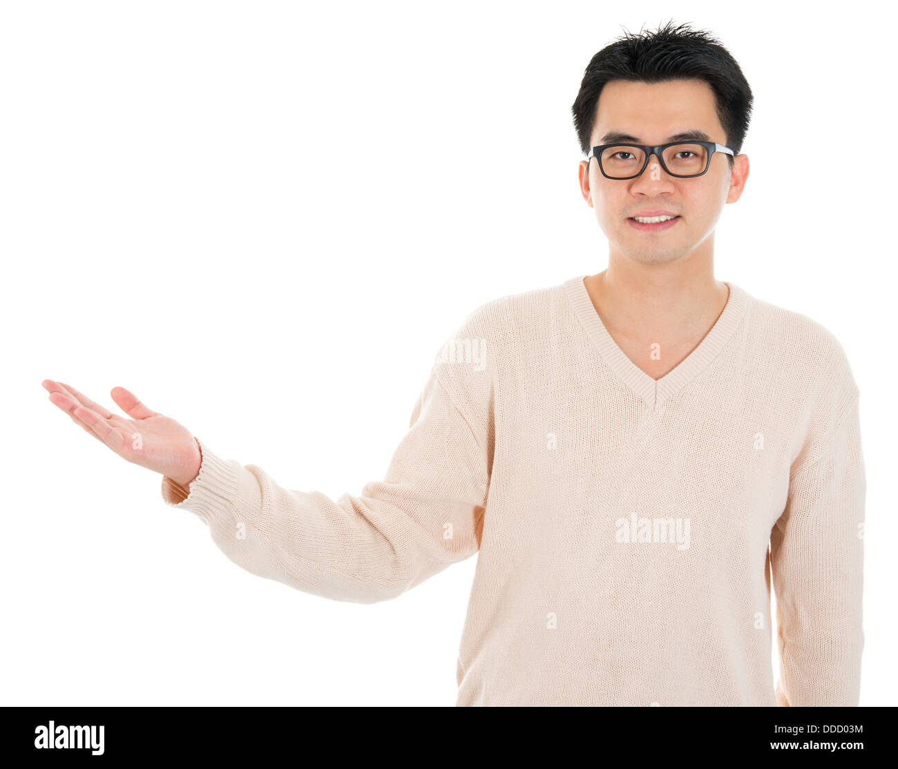 Front view headshot Asian male in casual wear standing isolated on ...