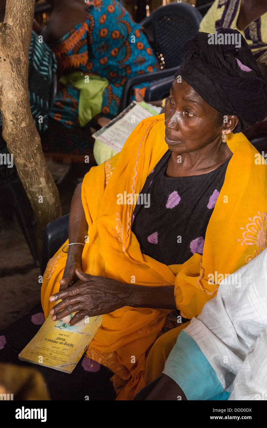Student in Adult Literacy Class, Santhiou Mboutou Village, Senegal. An ...