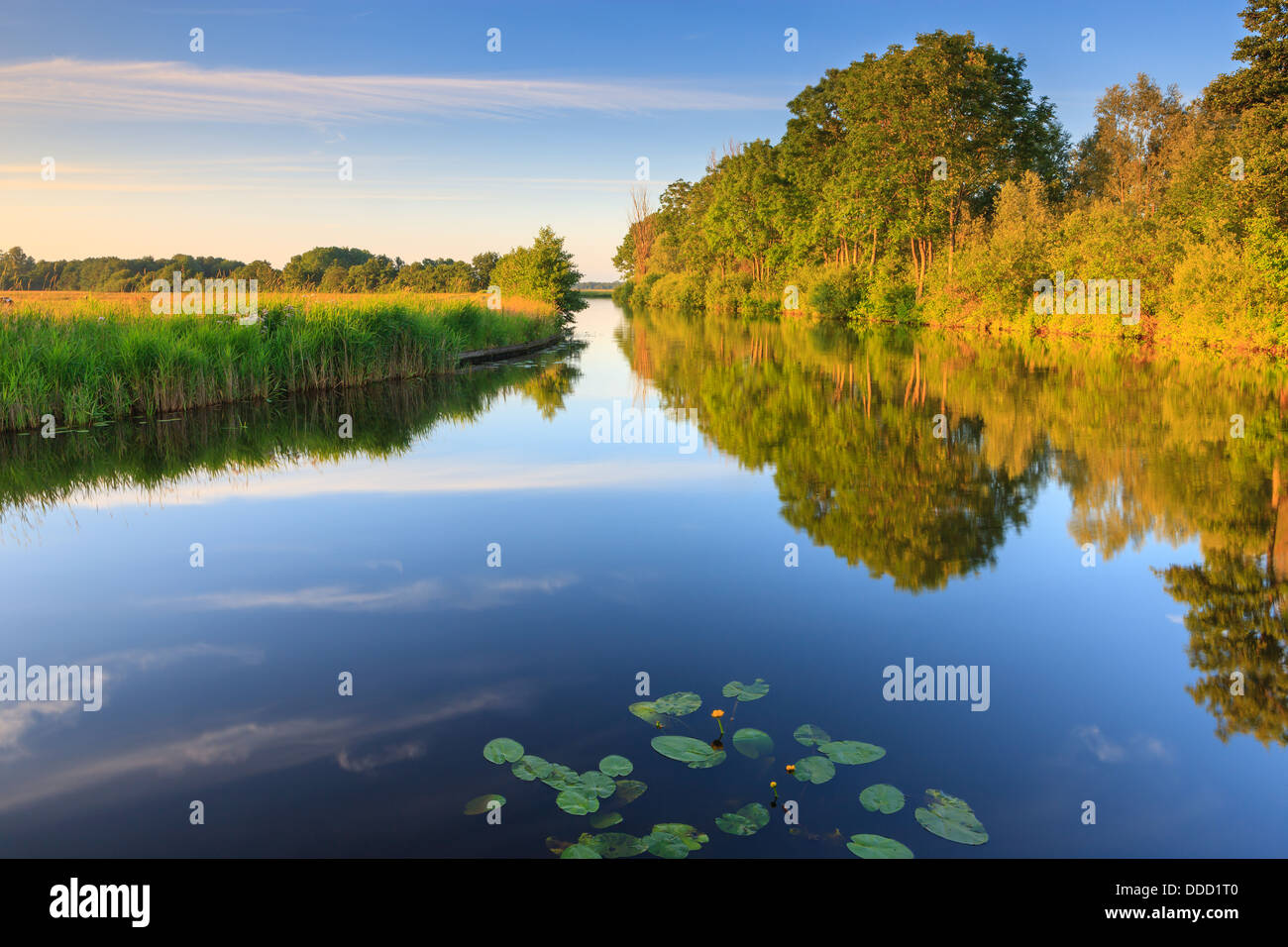 Sunset in the province of Groningen, near the small village of Midwolde ...