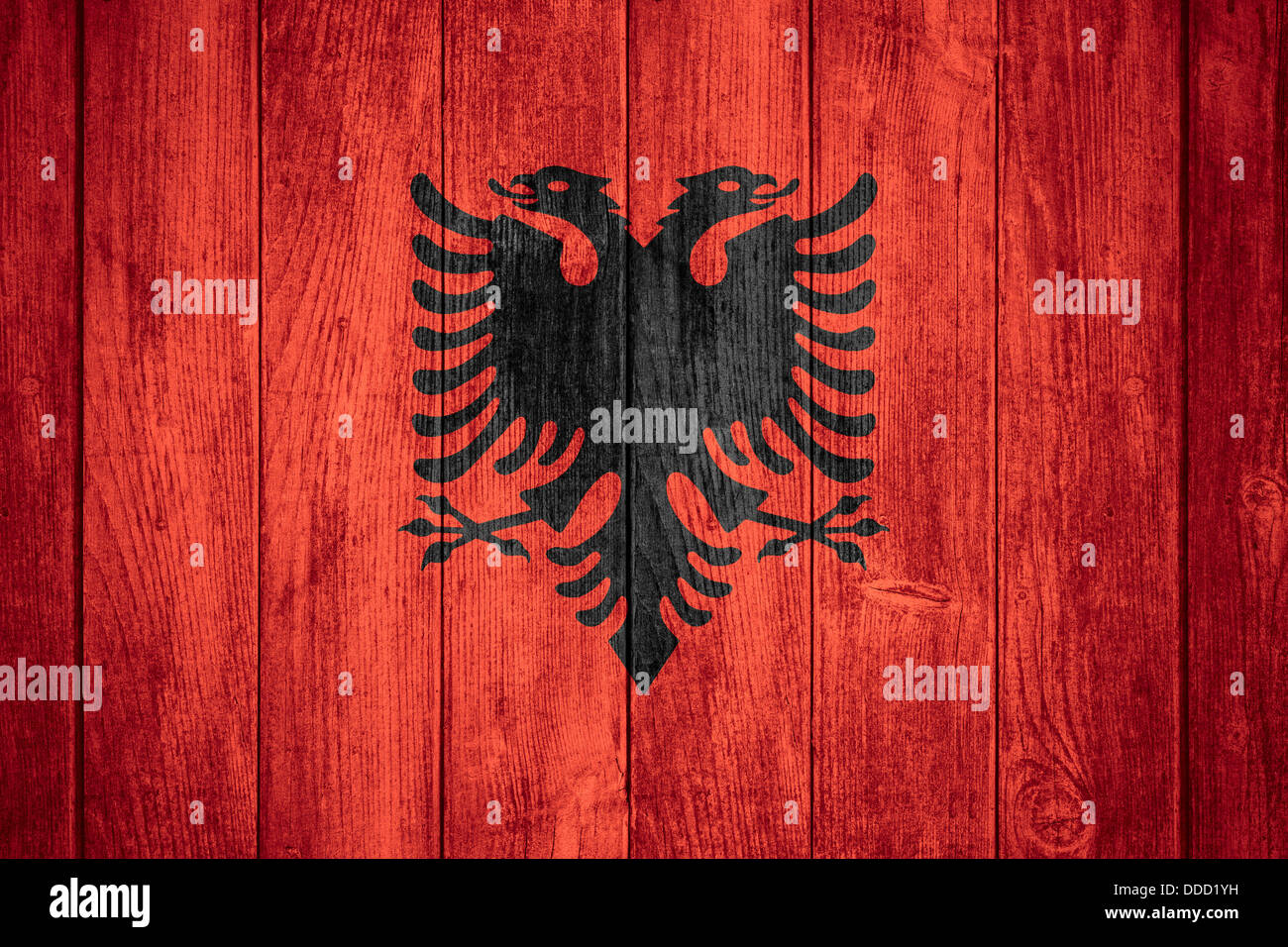 flag of Albania or Albanian banner on wooden background Stock Photo - Alamy