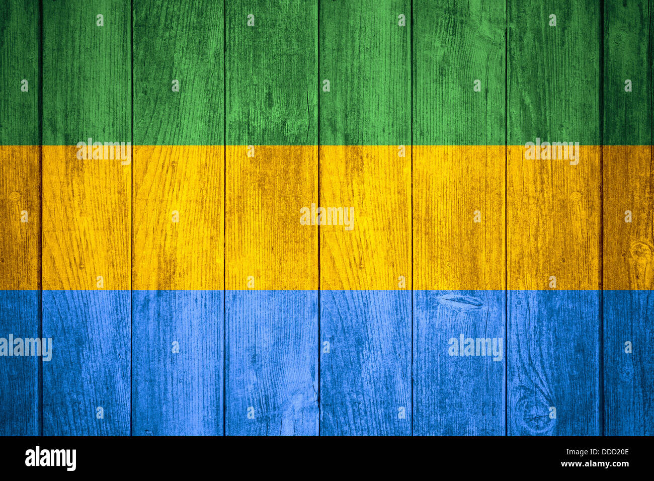 flag of Gabon or Gabonian banner on wooden background Stock Photo - Alamy